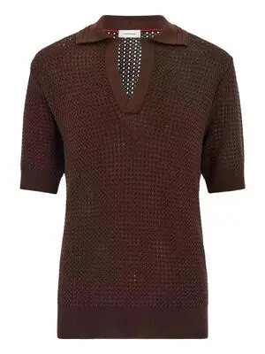 FERRAGAMO Short-sleeve Knitted Polo - Brown