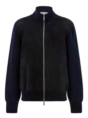 FERRAGAMO Suede Blouson With Knitted Details - Blue