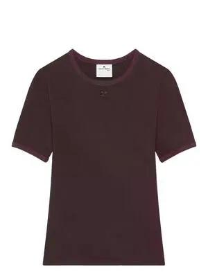 COURREGES Logo-patch Contrast-trim T-shirt - Brown