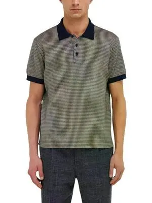 SALVATORE FERRAGAMO Short Sleeve Micro Check Polo