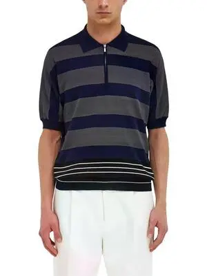 FERRAGAMO Polo Shirt With Zip Collar - Blue