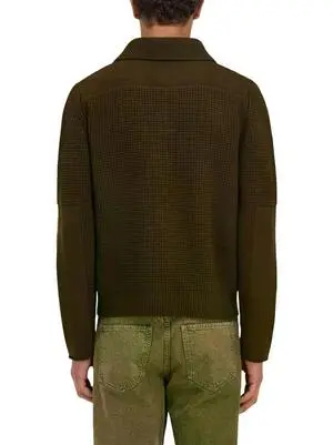FERRAGAMO Knitted Wool Polo Sweater - Green