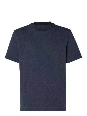 Fendi Ff Logo-jacquard T-shirt - Blue