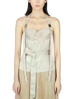 Rokh Halterneck Corset Top With Detachable Waist Belt - Neutrals