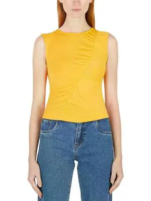 WYNN HAMLYN Wynn Hamlyn Crew Neck Top With Ruched Panel