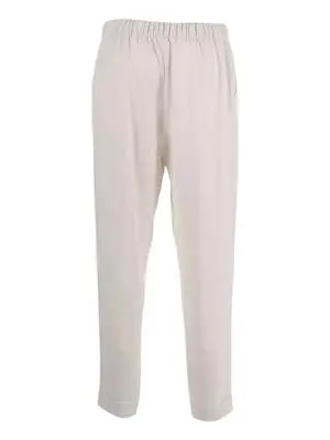 P.a.r.o.s.h Elasticated Waistband Turn-up Trousers - Neutrals