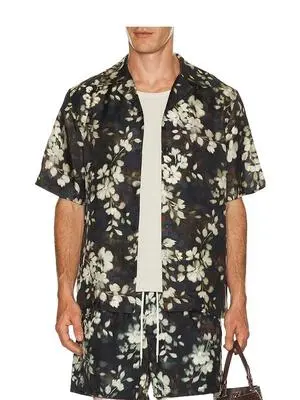 Simkhai Casper Printed Silk Shirt In . Also - Multi