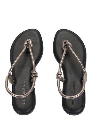 Havaianas Metallic Thong Slingback Sandals - Black