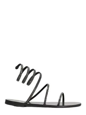 NICOLAS LAINAS Crystal Embellished Spiral Sandals - Black