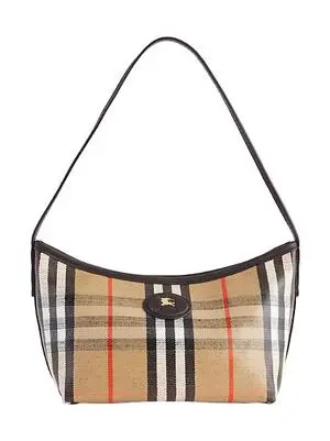 Burberry Mini Highlands Waxed-cotton Baguette Shoulder Bag - Sand