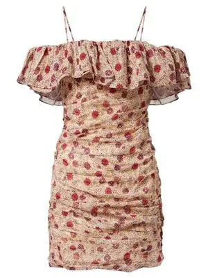 MARANT ETOILE Davilia Off-shoulder Ruched Cotton Minidress - Red