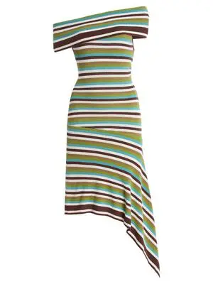 Christopher Esber Striped Off-the-shoulder Knit Mini Dress - Multi