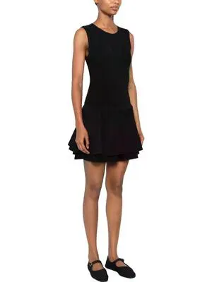 Sandro Ribbed Ruffled-hem Dress - Black