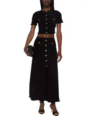 Sandro Button-embellished Flared Knit Skirt - Black
