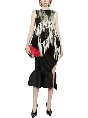 CFCL Fringe-trimmed Sleeveless Top - Black