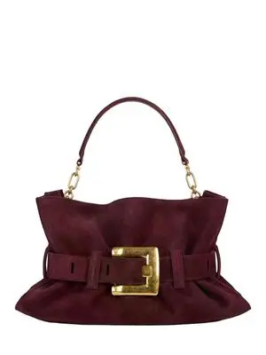 Balmain Balmain Medium Anthem Suede And Leather Bag Red