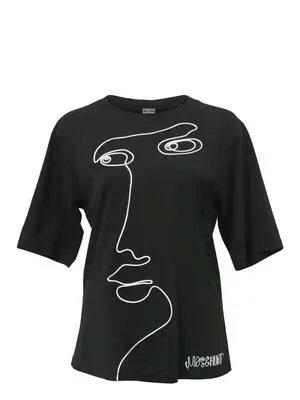 Moschino Cotton Face Embroidery T-shirt - Black