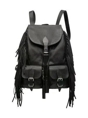 Saint Laurent Calfskin Fringe Festival Backpack - Black