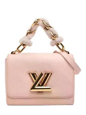 LOUIS VUITTON 2021-2026 Taurillon Shearling Braided Handle Twist Pm Satchel - Pink