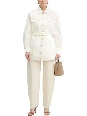 Armani Exchange Belted Denim Jacket - White