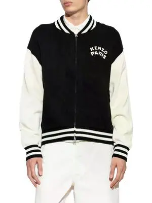Kenzo Logo-embroidered Zip-up Cardigan - Black