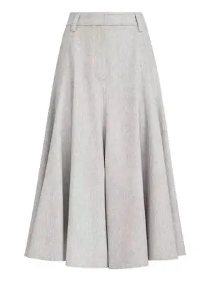 BRUNELLO CUCINELLI Brunello Cucinelli Wool Flannel Flared Skirt With Monili Embroidery