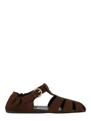 Miu Miu Fisherman Suede Flat Sandals - Brown