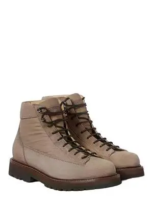 Brunello Cucinelli Suede And Techno Fabric Lace-up Boots - Grey