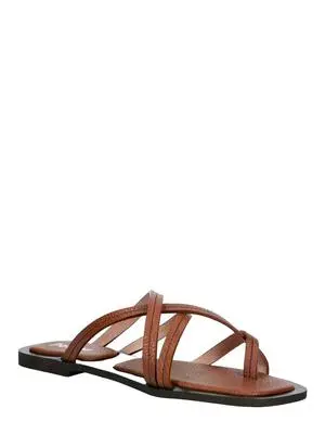 POLLINI Strappy Pebbled-effect Slides - Brown