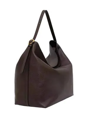 POLLINI Pebbled Leather Buckle-detail Tote Bag - Brown