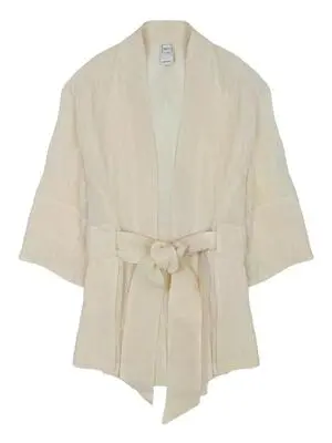 120% Lino Belted Kimono - Neutrals