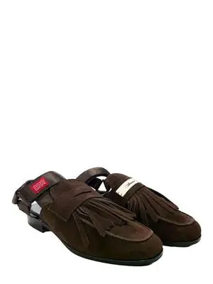 BED J.W. FORD Loafer-style Leather Sandals With Fringe Detail - Brown