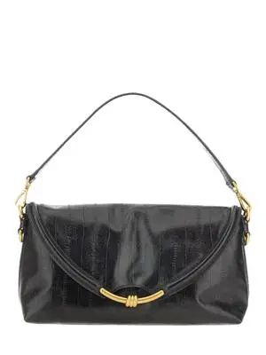 GIANNI CHIARINI Ganni Chiarini Bea Striped-Effect Shoulder Bag Black