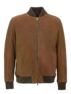 VOLFAGLI FIRENZE Libertà Camoscio Bomber Leather Jacket - Brown