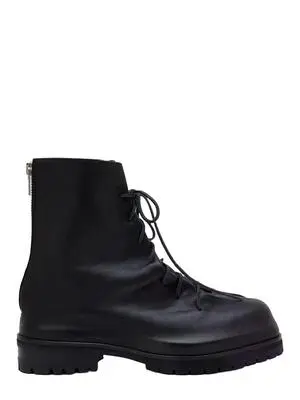 424 Lace-up Rear-zip Boots - Black