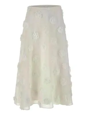 HERSKIND Floral Appliqué Organza Skirt - Neutrals