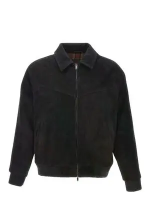 VOLFAGLI FIRENZE Pantheon Buccio Suede Bomber Jacket - Black