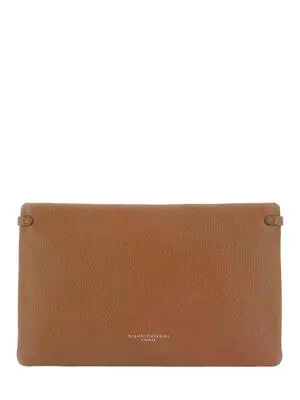 GIANNI CHIARINI Grained Leather Clutch Bag - Brown