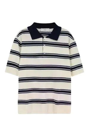 DUNST Striped Cotton Polo Shirt - Neutrals
