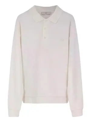 DUNST Logo-patch Long-sleeved Polo Shirt Neutrals