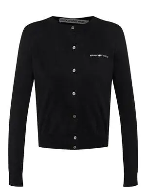 Alexander Wang Crystal-embellished Logo Cardigan - Black