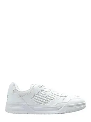 EA7 Logo-embossed Leather Sneakers - White