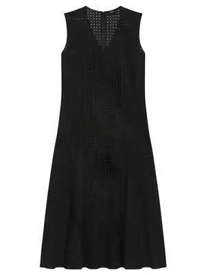 Theory V-neck Midi Dress With Eyelet Detailing - Black