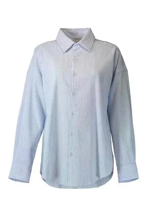 THE LADY AND THE SAILOR Striped Seersucker Shirt - Blue