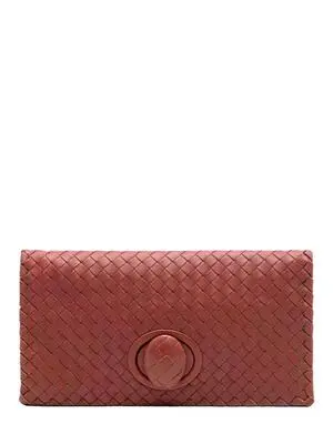 BOTTEGA VENETA Bottega Veneta Woven Nappa Leather Turn Lock Clutch Bag