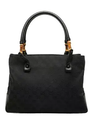 Gucci Gg Canvas Bamboo Tote Bag - Black