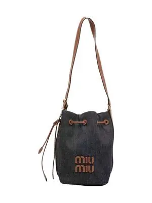 Miu Miu Denim Logo Bucket Bag - Blue