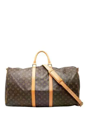 LOUIS VUITTON Monogram Keepall Bandouliere 55 Travel Bag - Brown