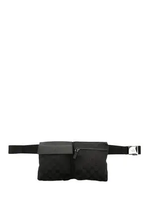 Gucci Gg Canvas Double Pocket Belt Bag - Black