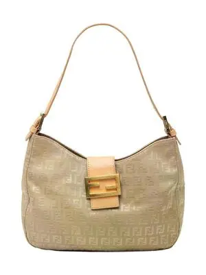 Fendi Zucchino Canvas Shoulder Bag - Neutrals